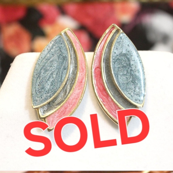 Jewelry | Sold Vintage 197s Pastel Tri Color Rainbow Enamel Deco Style ...